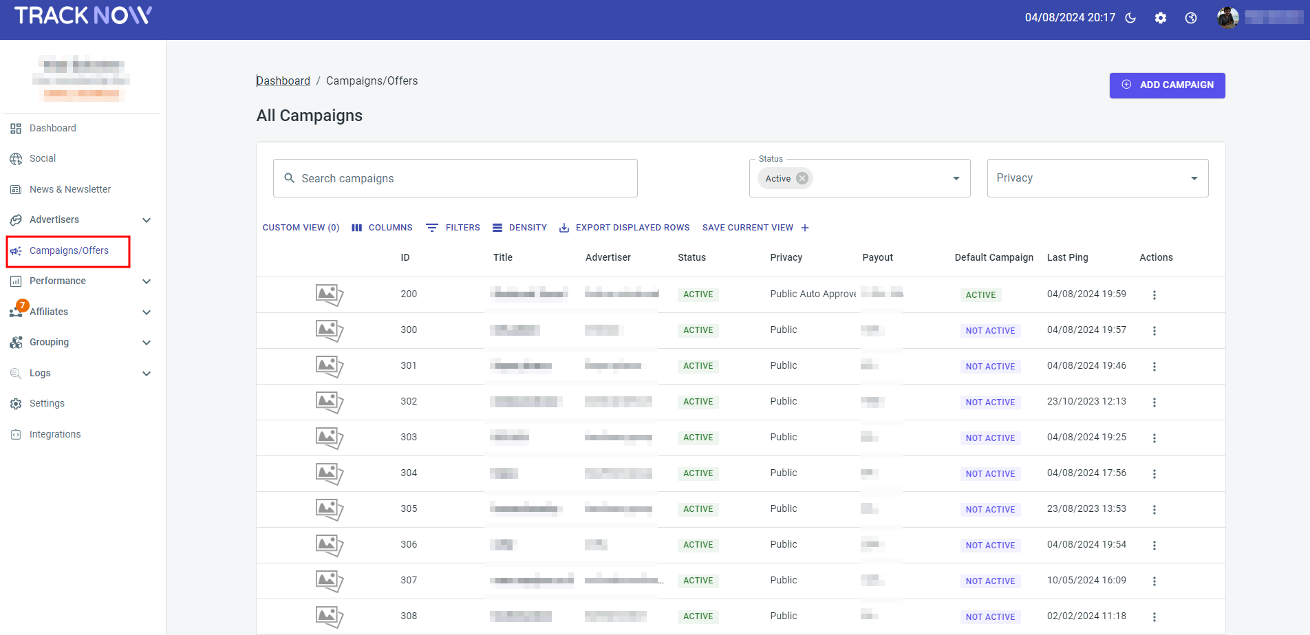 Create a Campaign – Tracknow
