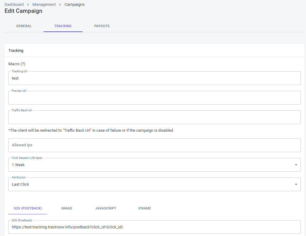 Create a Campaign – Tracknow