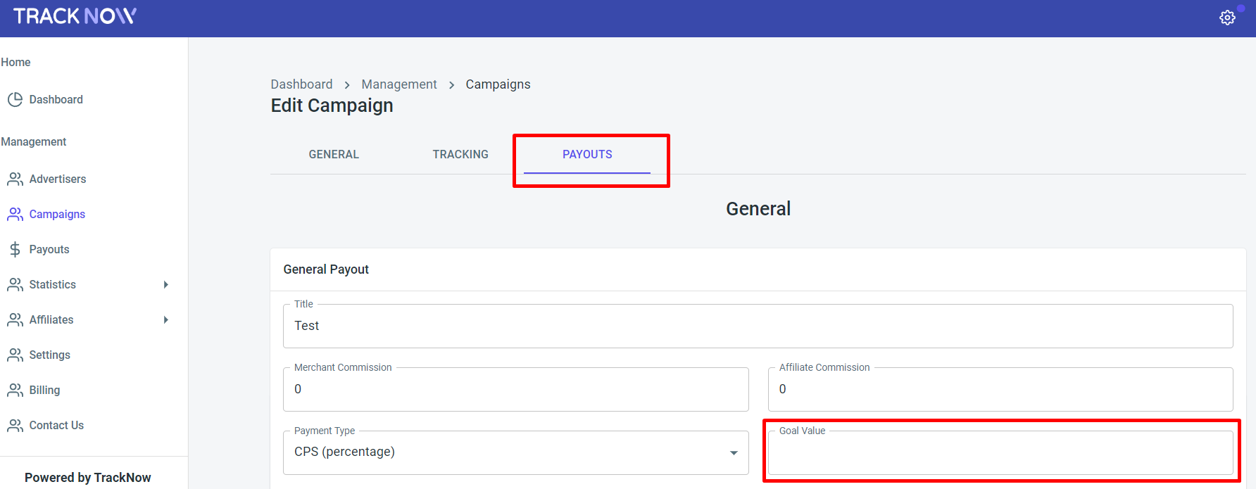 Creating Goals - Tracknow