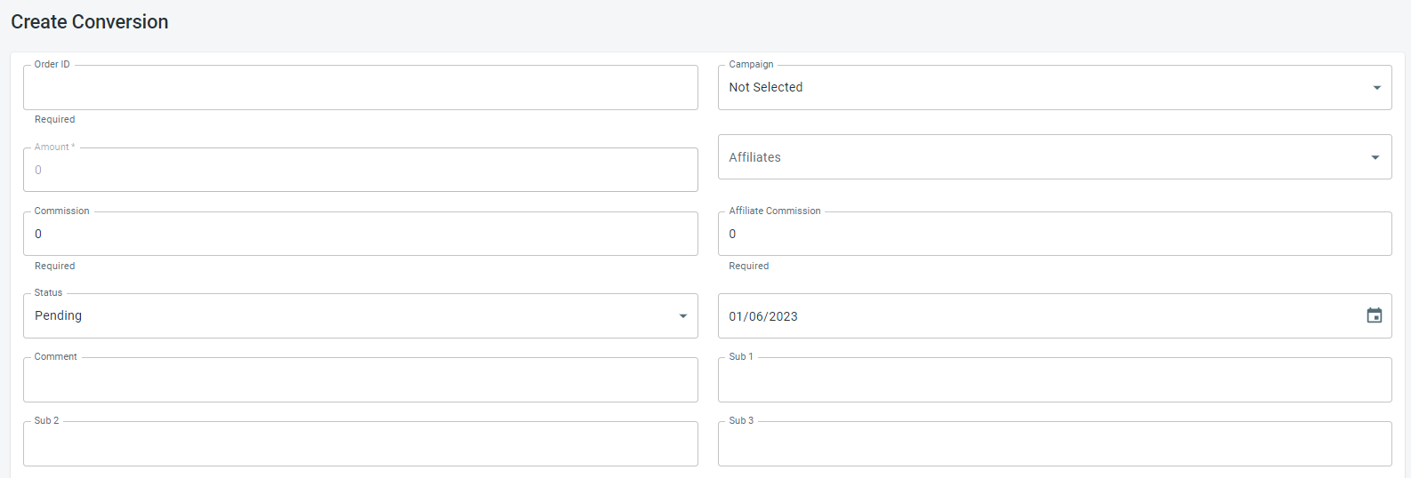 Conversions Statistics – Tracknow